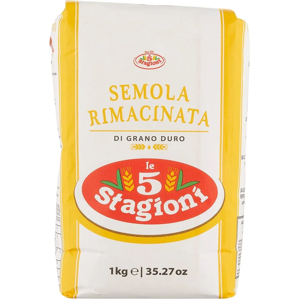 5 Stagioni Semolina Rimacinata, Durum Wheat Remilled Semolina 10 Kg ...