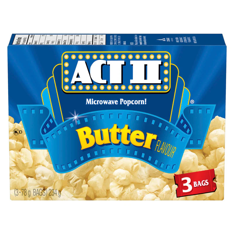 ACT II Microwave Gourmet Popcorn Butter Flavour 3 x 78g - 12 Packs ...