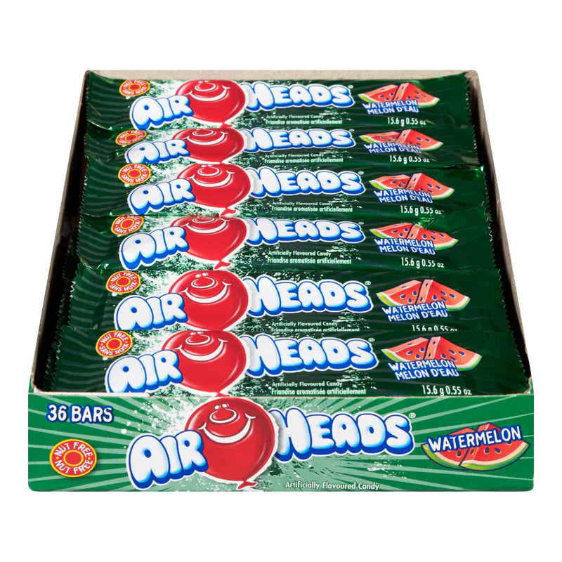 Airheads Watermelon Candy Bars 36 x 15.6g - 12 Boxes, Bulk Candy For ...