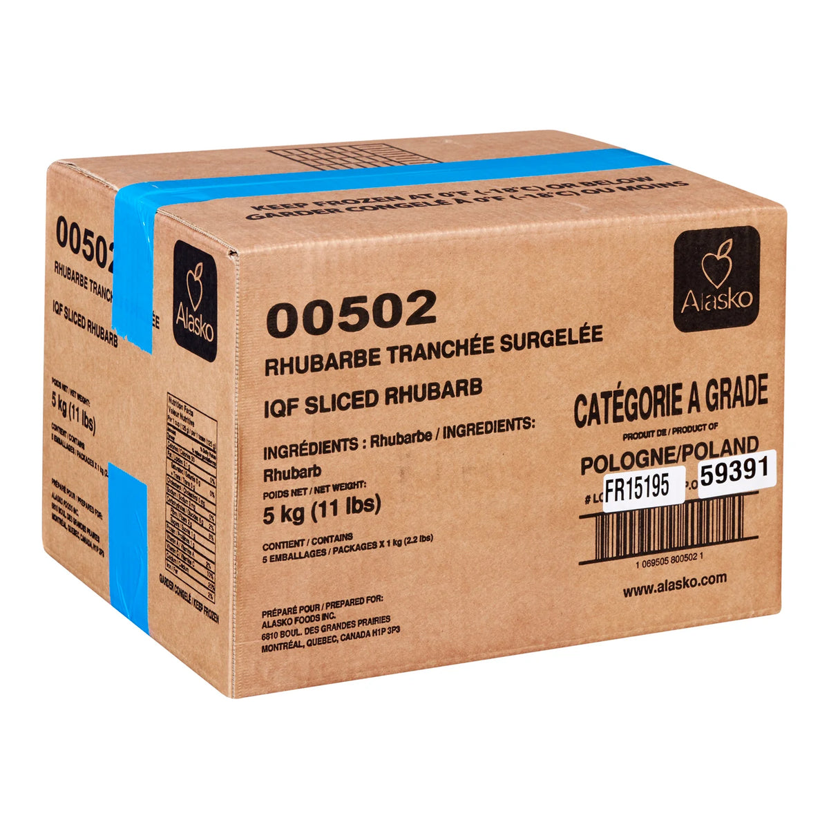 Rhubarb Cut 5x1Kg Alasko 00502, Bulk Frozen Fruits Supplier — Bulk Mart