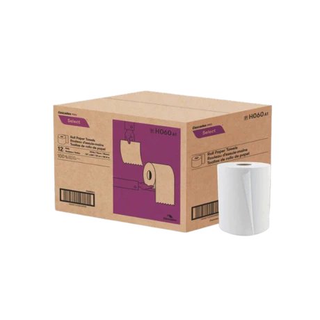 Cascades Pro H060 White Hand Paper Towel 8" x 600' - 12 Rolls — Bulk Mart