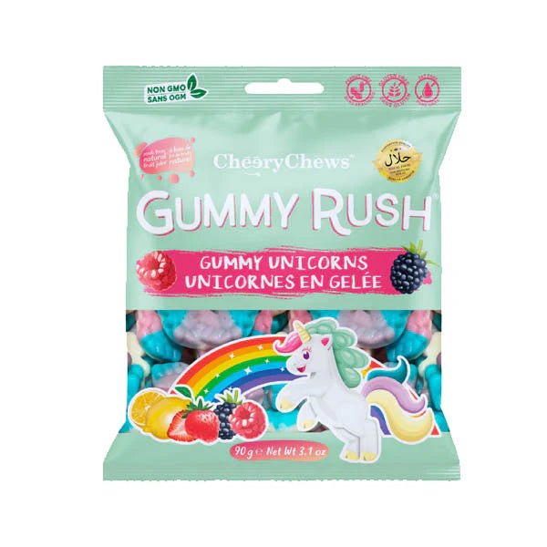 Cheery Chews Gummy Rush Gummy Unicorns 4 x 90g, Bulk Gummies — Bulk Mart