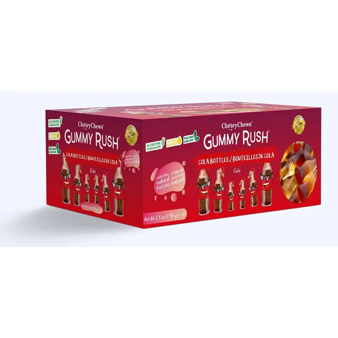Cheery Chews Gummy Rush Cola Bottles 12 x 90g, Bulk Gummies For Resale ...