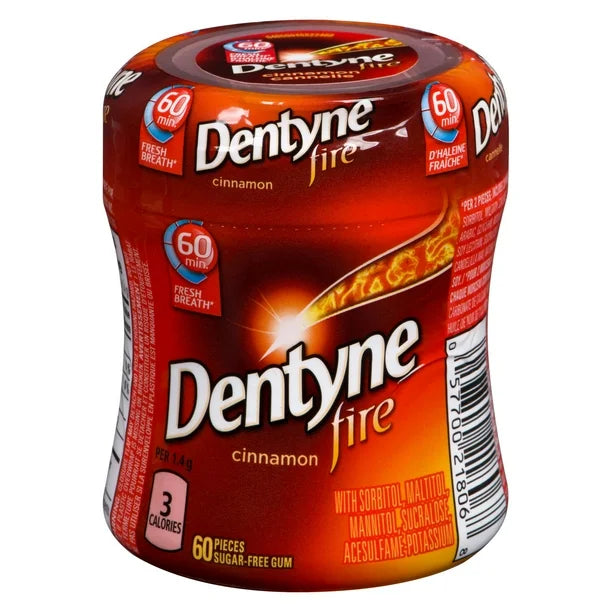 Dentyne Fire Cinnamon Sugar Free Gum Bottle 60 Pcs 24 Packs, Bulk Mart