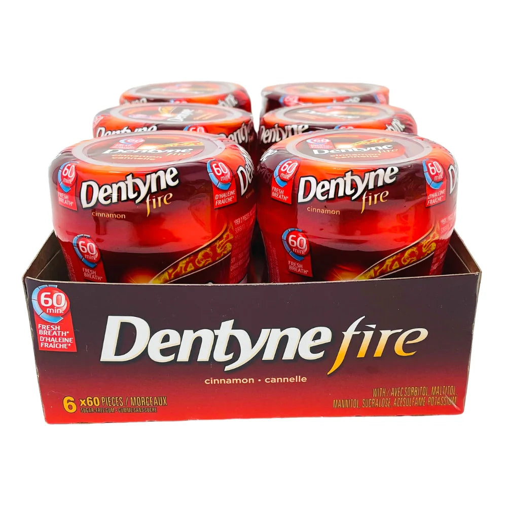 Dentyne Fire Cinnamon Sugar Free Gum Bottle 60 Pcs 6 Packs, Bulk Mart