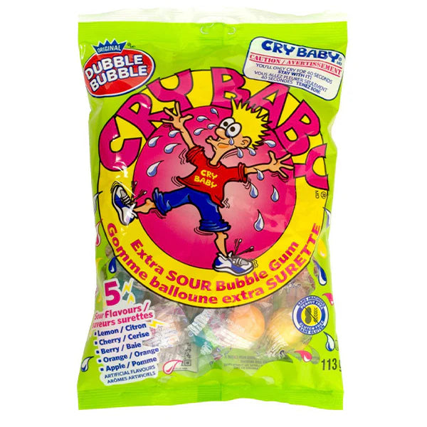 Dubble Bubble Cry Baby Gumballs Extra Sour Bubble Gum - 36 x 113g ...