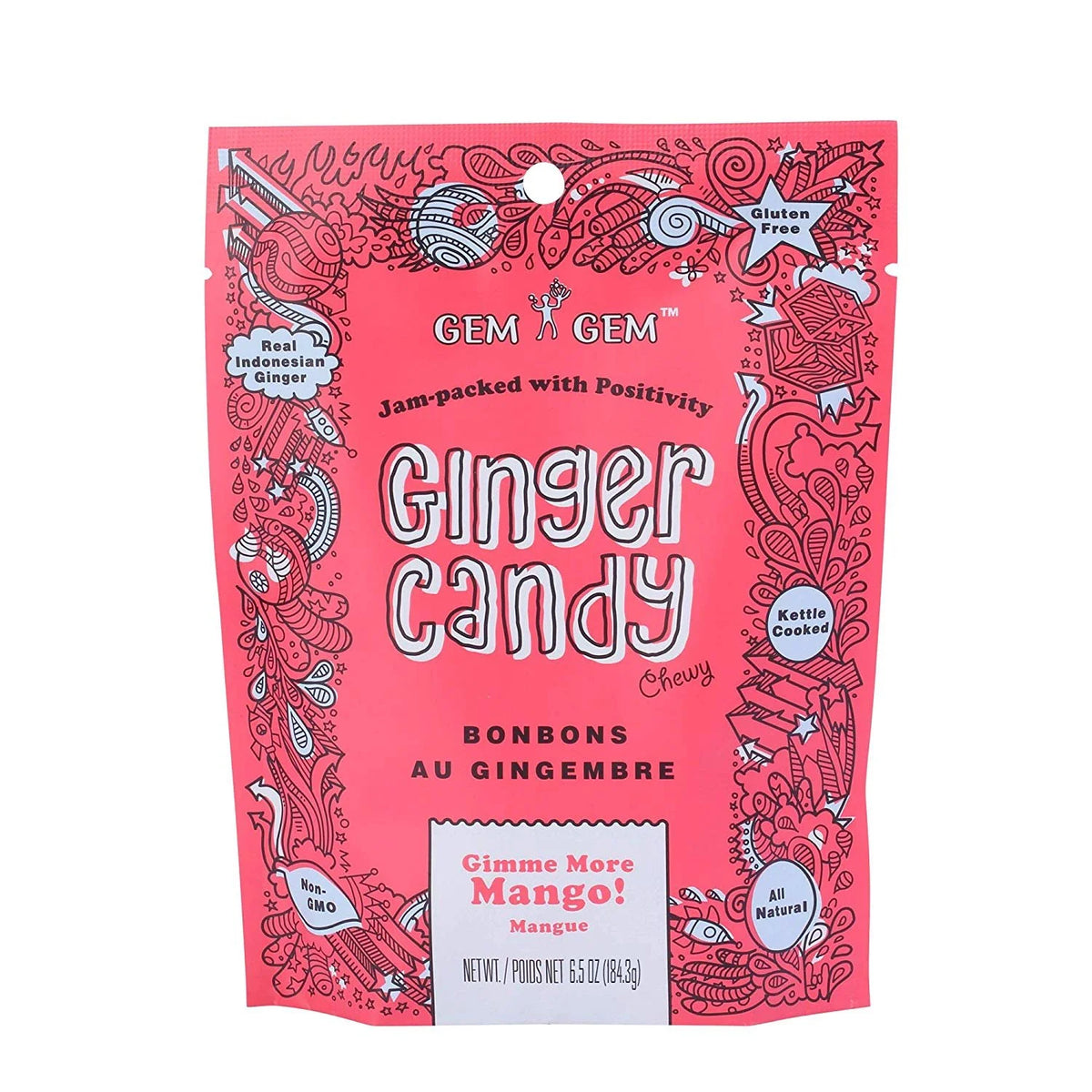 Gem Gem Ginger Chews Candy Mango 100g Bag 6 Packs, Cough Drops — Bulk Mart
