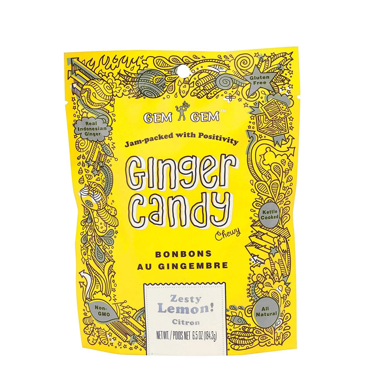 Gem Gem Ginger Chews Candy Lemon 100g 6 Packs, Cough Drops — Bulk Mart