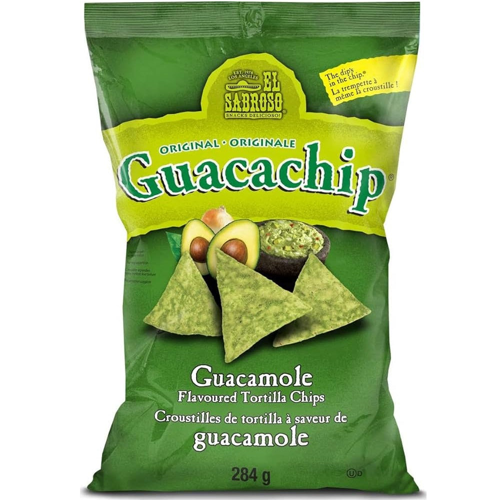 El Sabroso Guacamole Flavored Tortillas Chips 12 x 284g, Bulk Snack ...