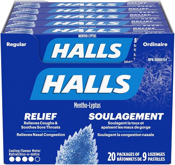 Halls Regular Cough Drops 9 Lozenges 20 Packs, Cough Relief — Bulk Mart