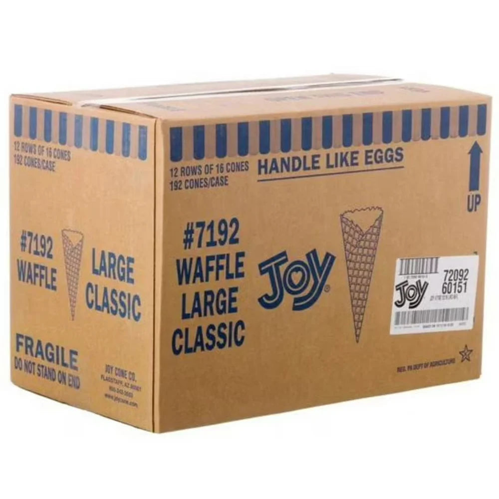 Large Waffle Cones 192/Case JOY Wholesale Ice Cream Cone Supplier ...