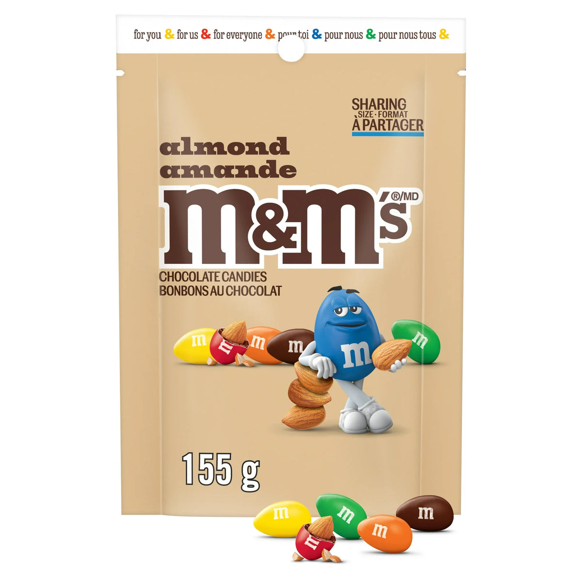 M&M Almonds Chocolate Candy 6 x 155g, Bite-sized chocolates — Bulk Mart