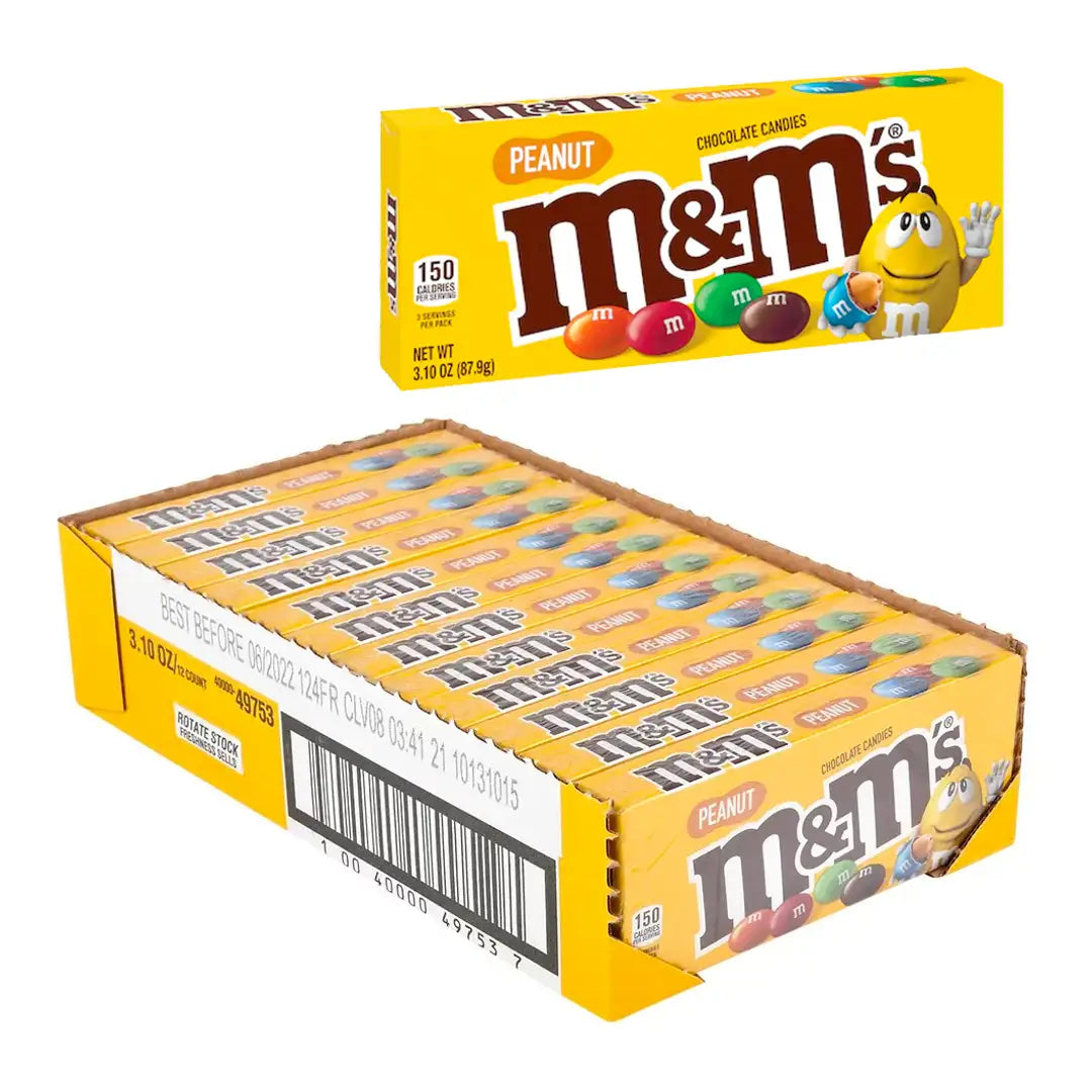 M&M Peanut Chocolate Candy Theatre Box 3.1 Oz 12 x 87g, Wholesale Candy ...