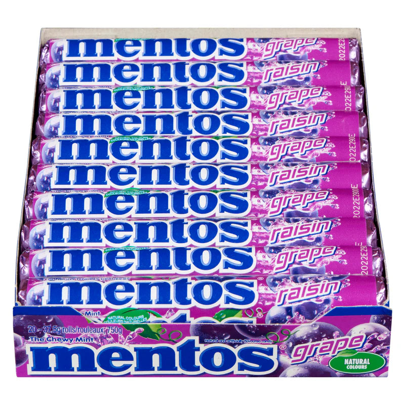 Mentos Chewy Mint Candy Roll Grape 20 x 37g, Bulk Mart