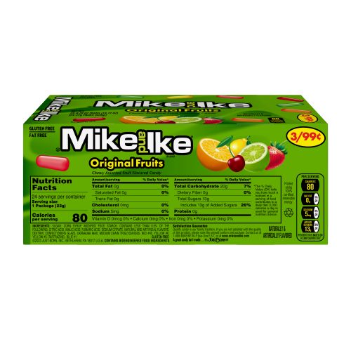 Mike and Ike Original Fruit Chewy Candy 24 x 22g, Movie Theatre Candy ...
