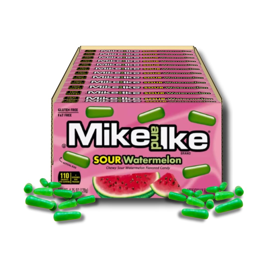 Mike and Ike Sour Watermelon Theatre Box 4.25 Oz - 12 x 120g - Bulk Mart