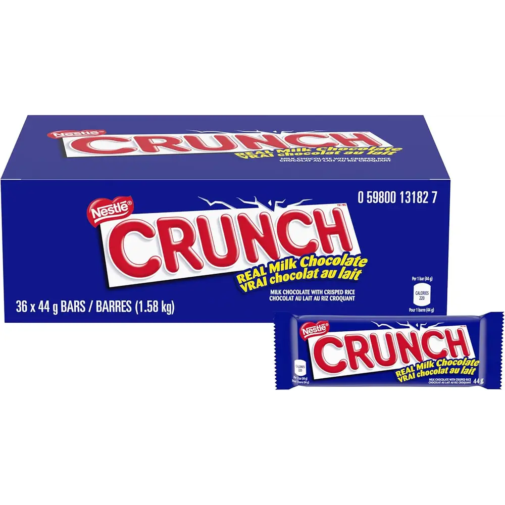 Nestle Crunch Real Milk Chocolate Bar With Crisped Rice 36 x 44g — Bulk ...
