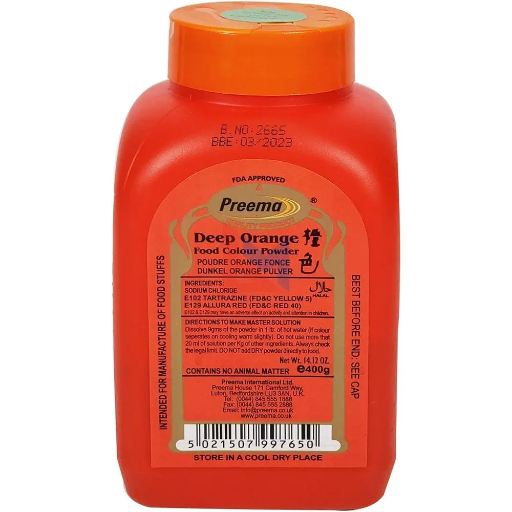 Orange Food Color Powder 400g Preema, Wholesale Canada — Bulk Mart