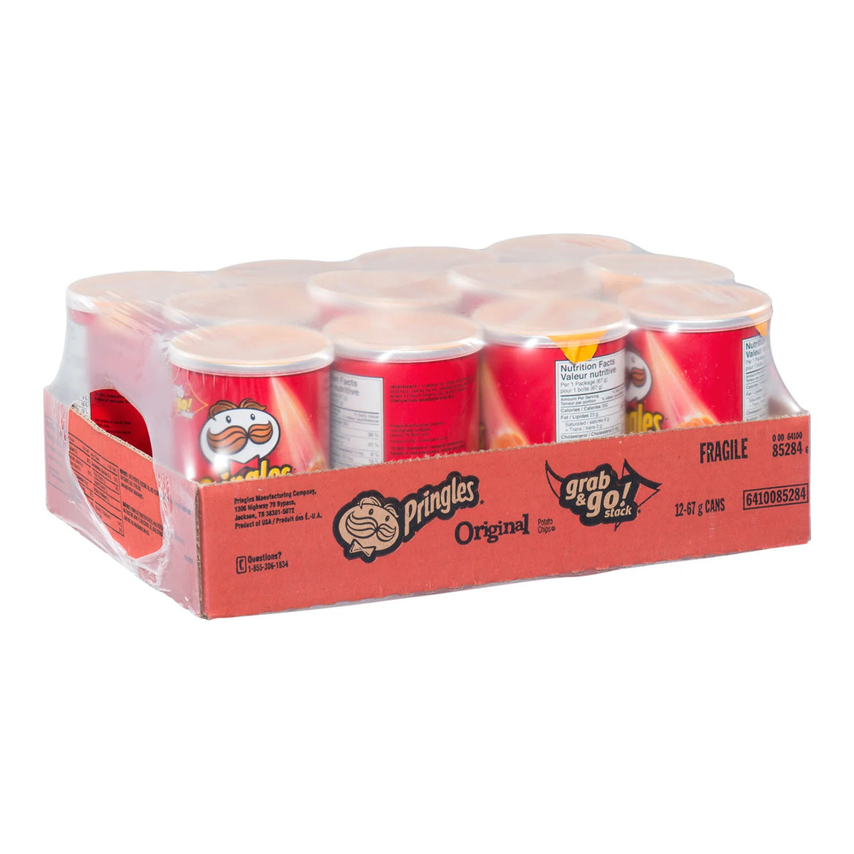 Pringles Original Potato Chips, Mini Small Can 12 x 67g, Bulk Snack ...