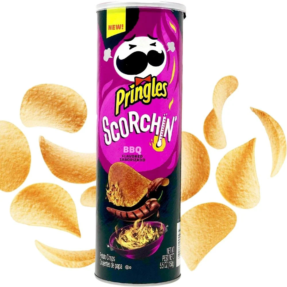 Pringles Scorchin BBQ Flavoured Potato Chips 14 x 156g, Bulk Snack ...