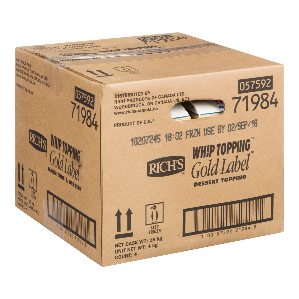 Whipped Topping Gold Label 4x4Kg Rich's, Bulk Supplier Canada — Bulk Mart