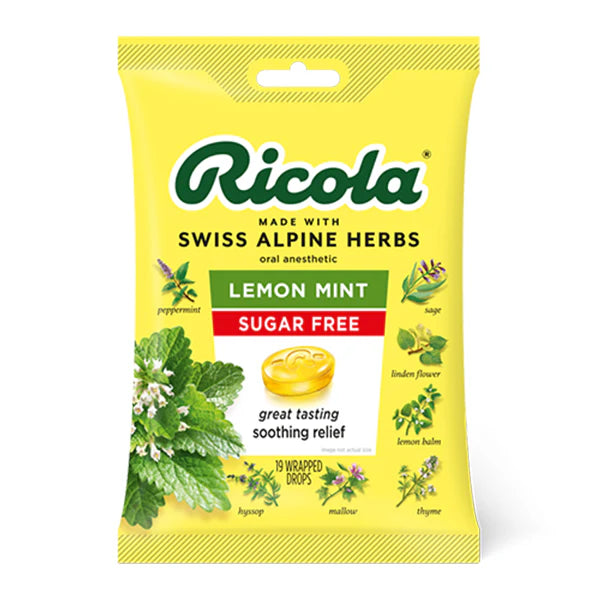 Ricola Lemon Mint No Sugar Added Cough Drops Bag 75g 2 Packs — Bulk Mart