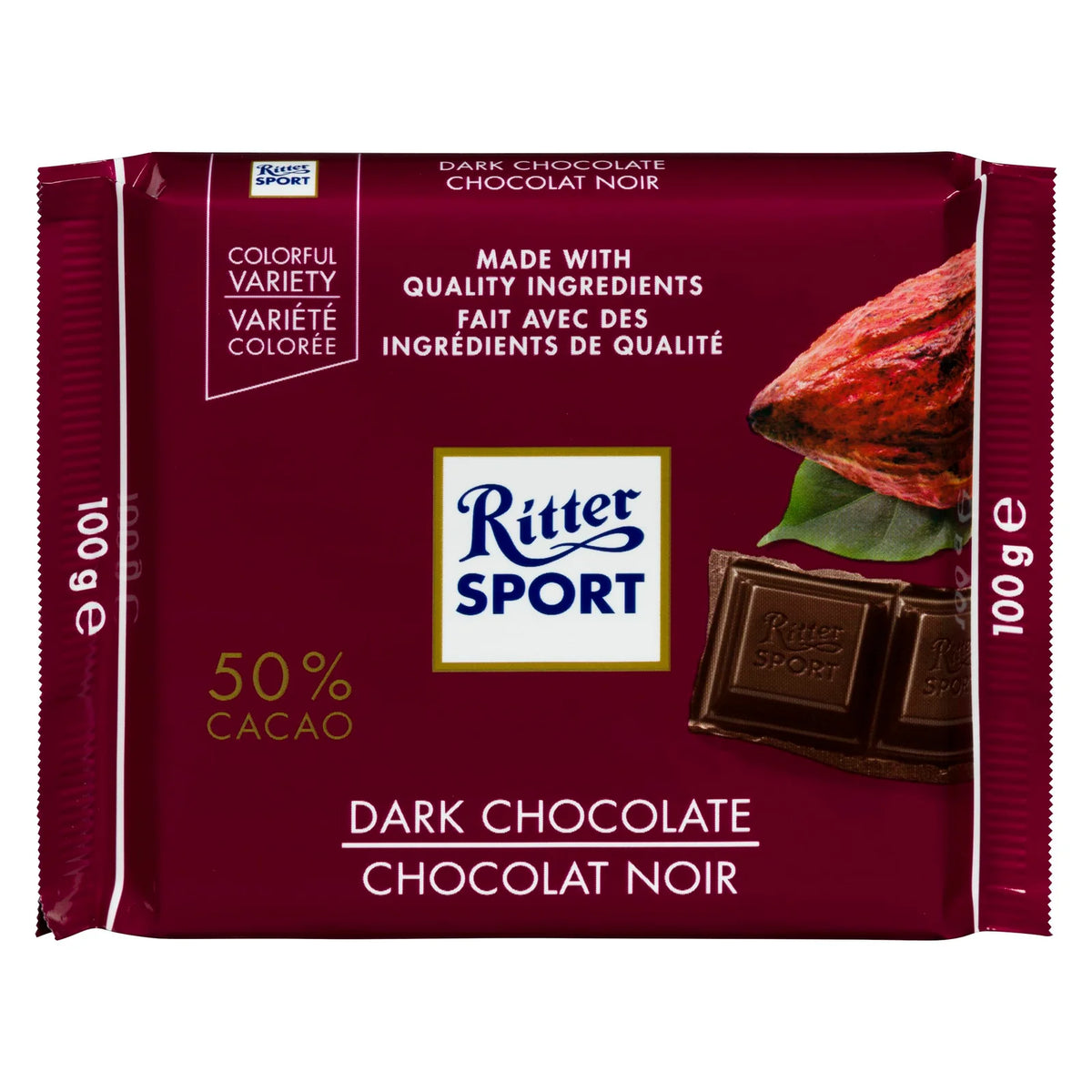 Ritter Sport Dark Chocolate 50% Cocoa 12 x 100g, Bulk Candy & Chocolate ...