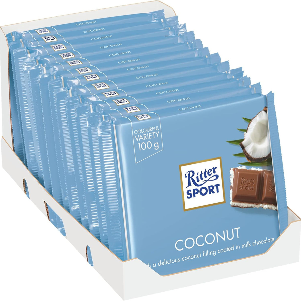 Ritter Sport Milk Chocolate With Coconut Filling 12 x 100g, Bulk Candy ...