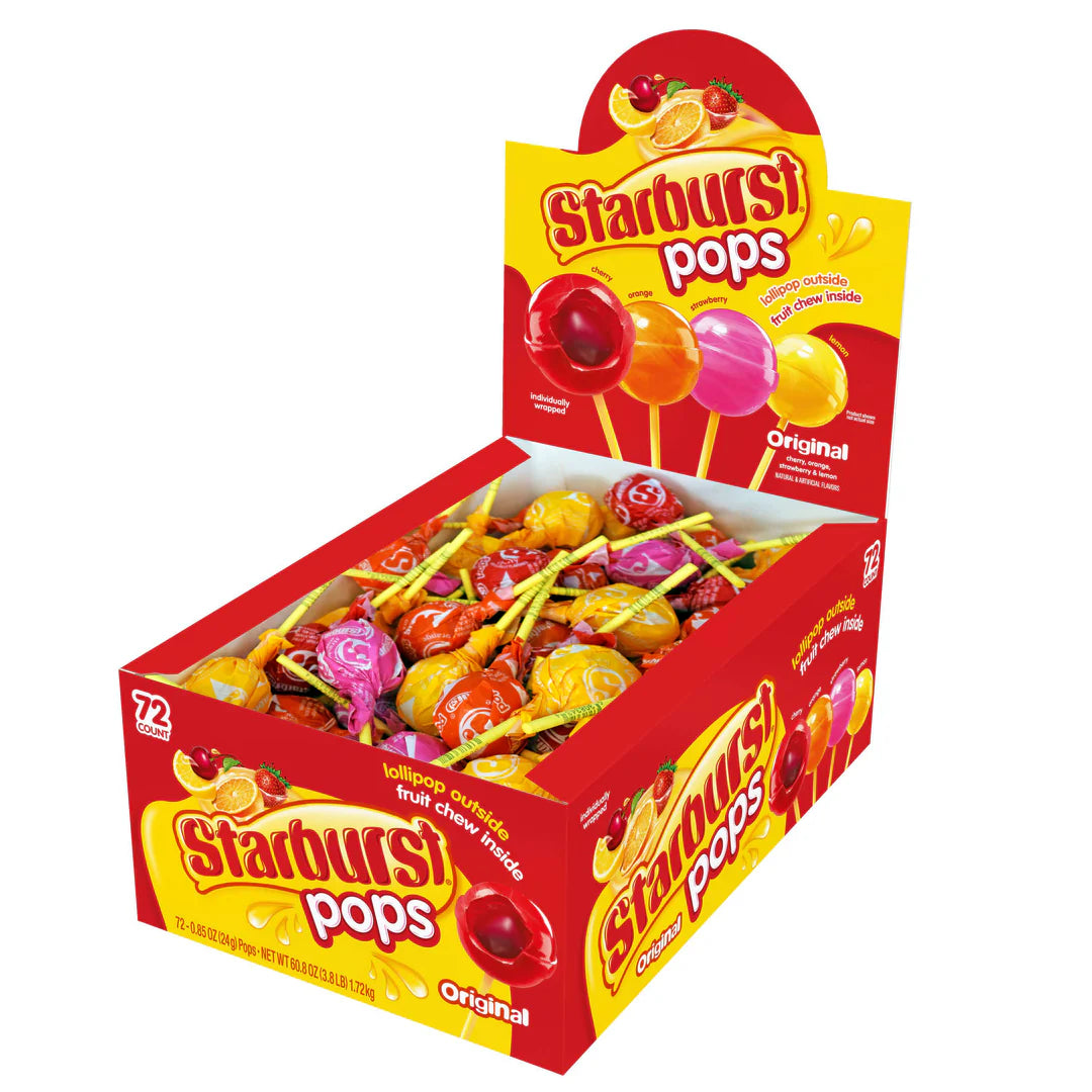 Starburst Pops Original Fruit Chew Inside 0.85oz - 72 x 24g, Wholesale ...