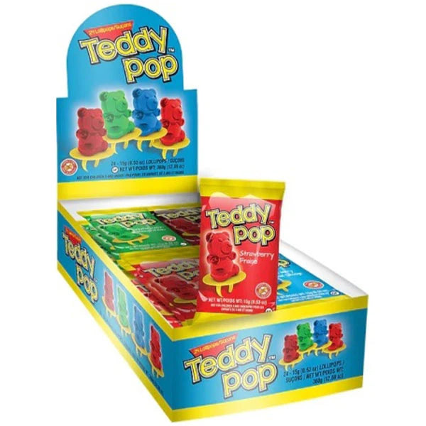 Teddy Pop Lollipop Ring Sucker Pops 24 x 15g, Wholesale Lollipops in ...