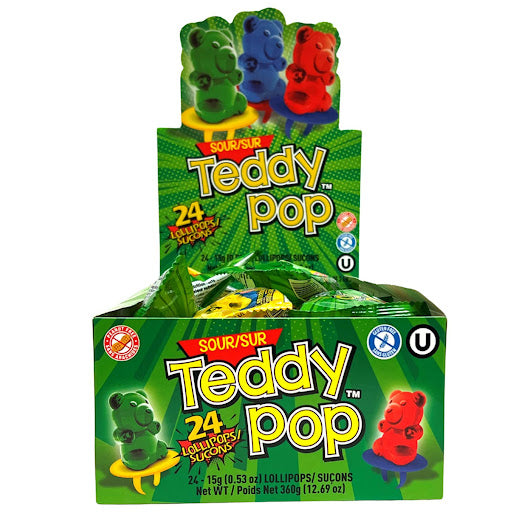 Teddy Pop Sour Lollipop Rings 24 x 15g, Bulk Lollipops in Canada & USA ...