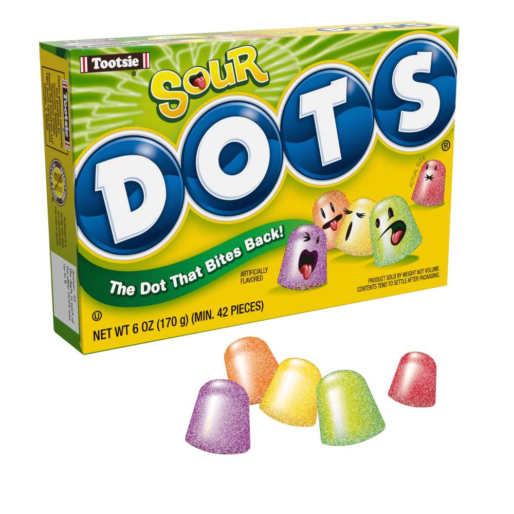 Tootsie Dots Assorted Sour Flavored Gumdrops Theatre Box 6 Oz 4 x 170g ...