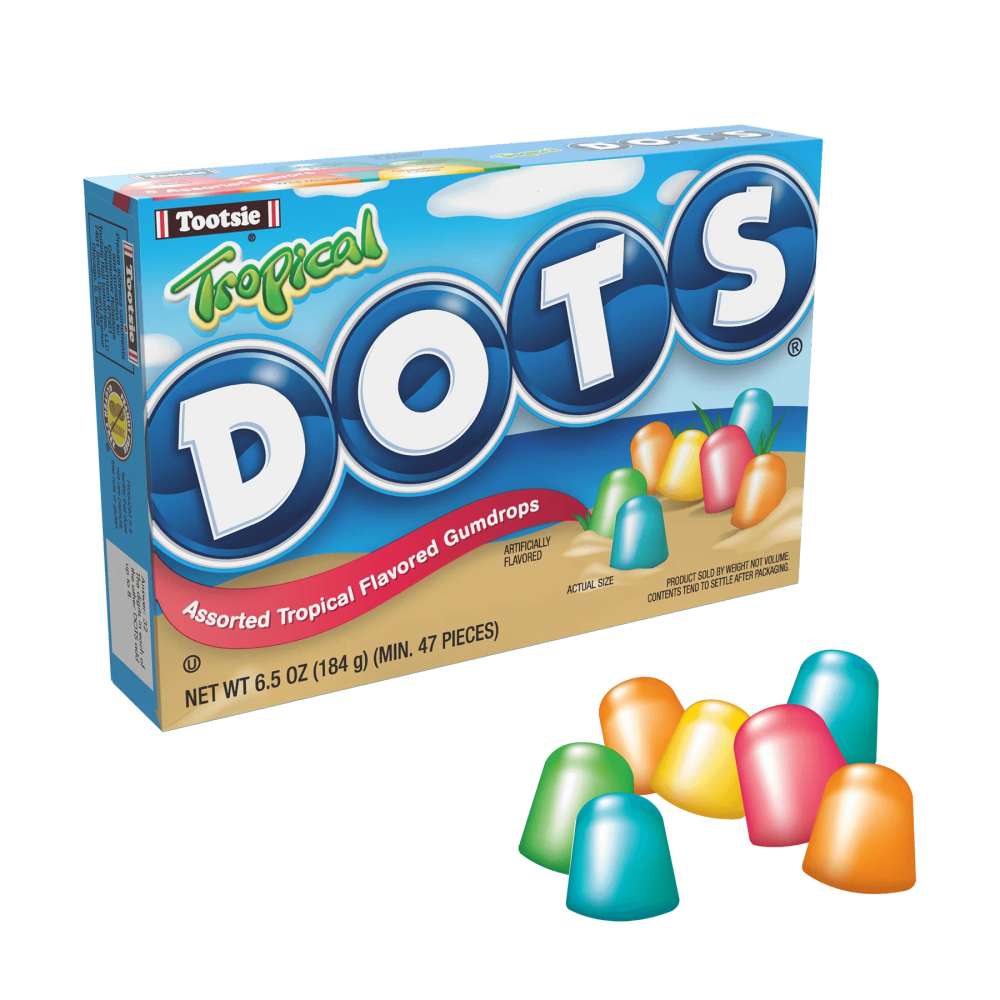 Tootsie Tropical Dots Assorted Gumdrops Candy 6.5 Oz 4 x 184g, Bulk Mart