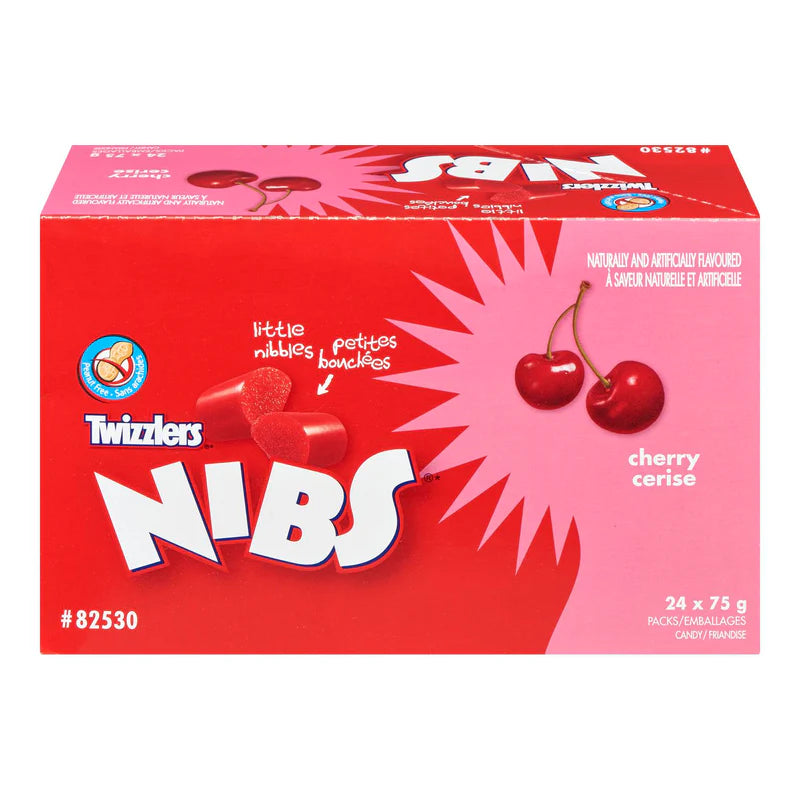 Twizzlers Nibs Cherry Candy 24x75g, Bulk Mart Wholesale Candy Distributor