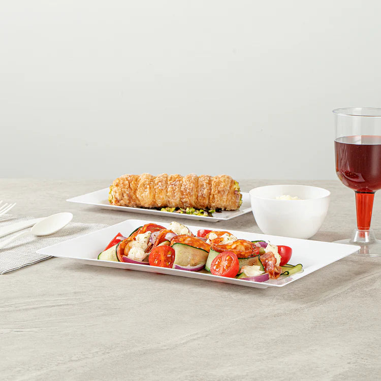 Rectangular White Plastic Appetizer Plate 9.5" - 120/Case, Party ...