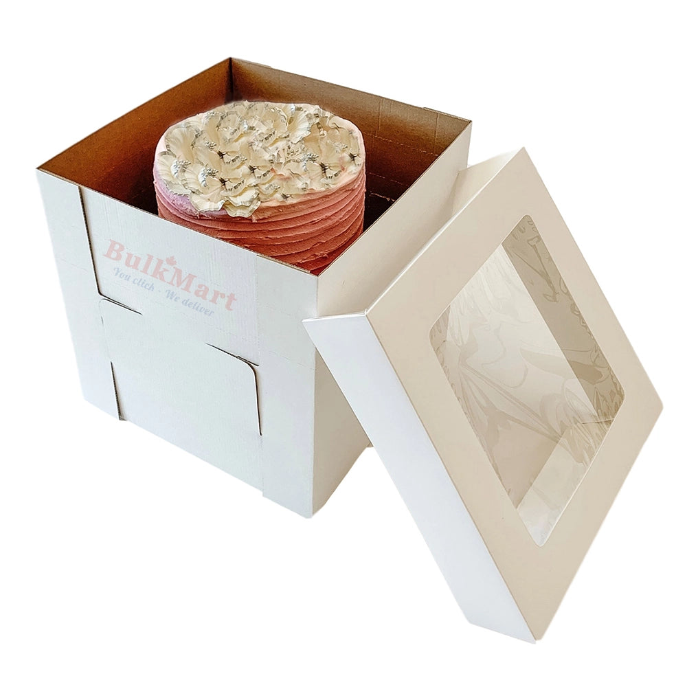 Tall Adjustable Height Cake Container, 16x16x12 Inch Bakery Box, 25 Qty ...