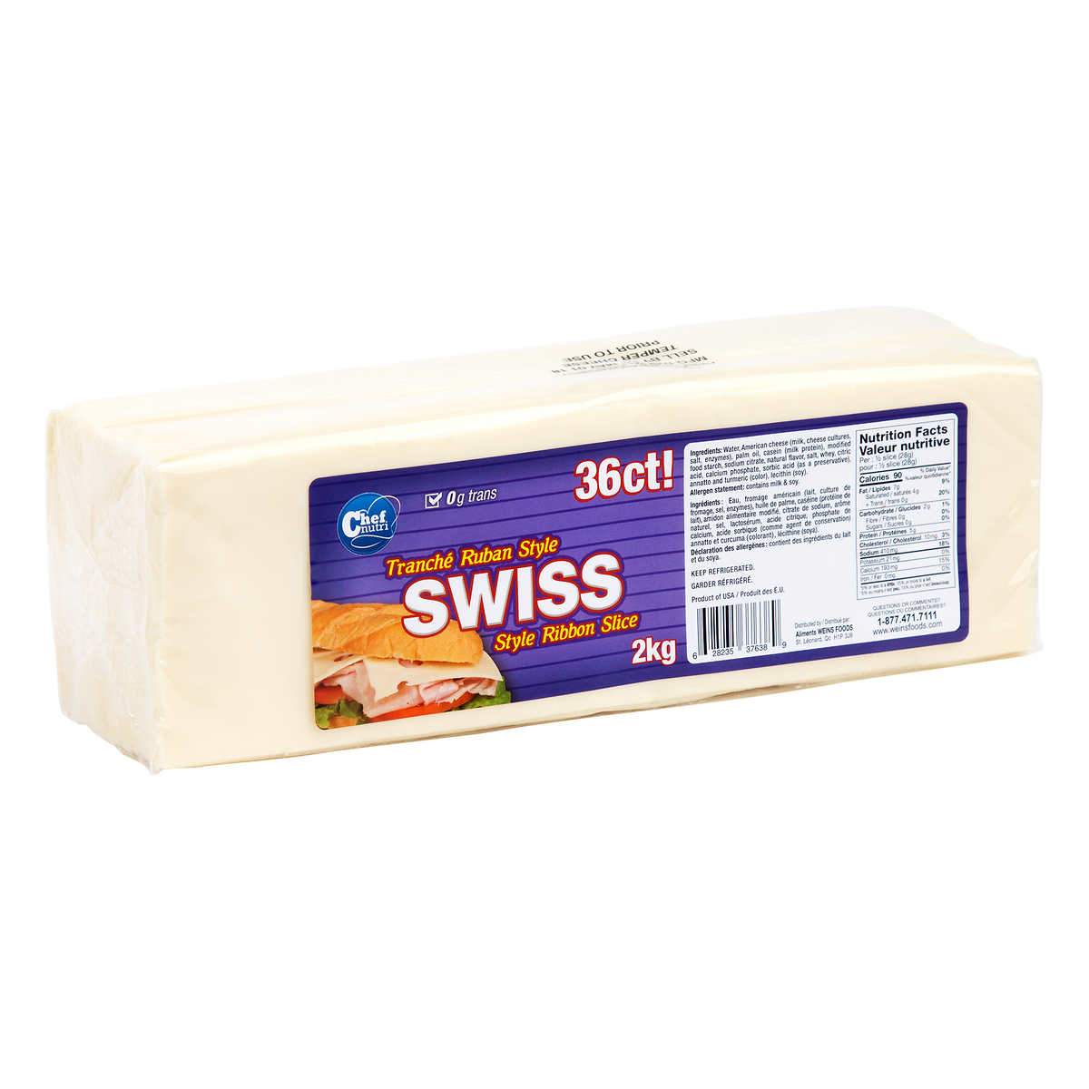 Swiss Style Ribbon Slice 2kg Chef Nutri Ribbon Cut Swiss Cheese — Bulk Mart