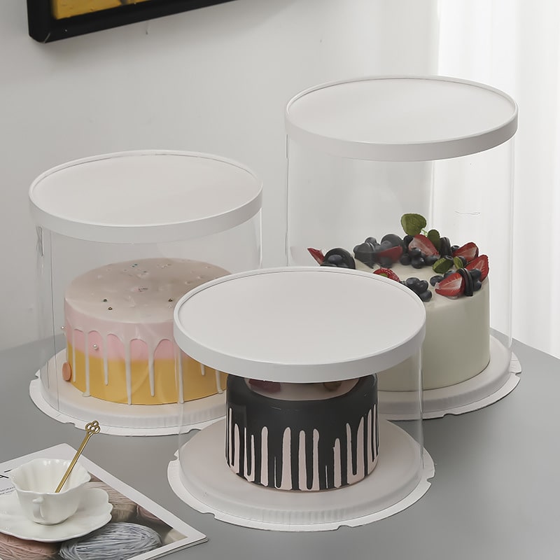 14" Round Clear Tall Plastic Cake Box White - Cake Boxes Canada - Bulk Mart