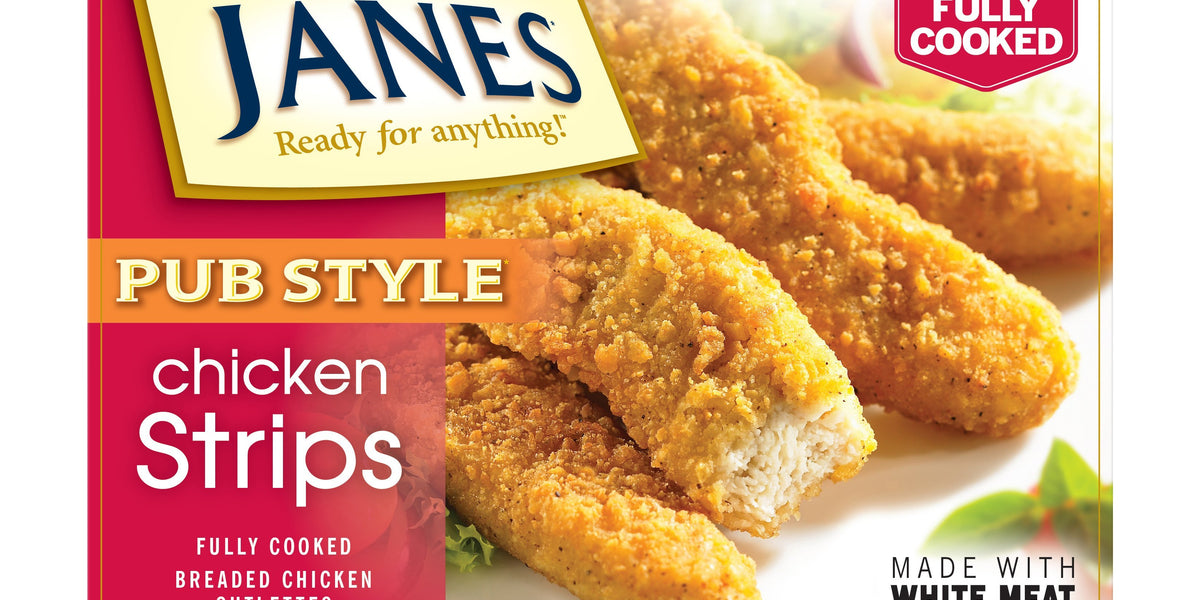 Frozen Pub Style Fully Cooked Chicken Breast Strips 700g Janes Near Me ...